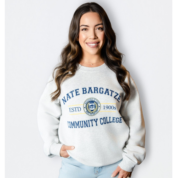 Community College Grey Sweatshirt – Nate Bargatze Store