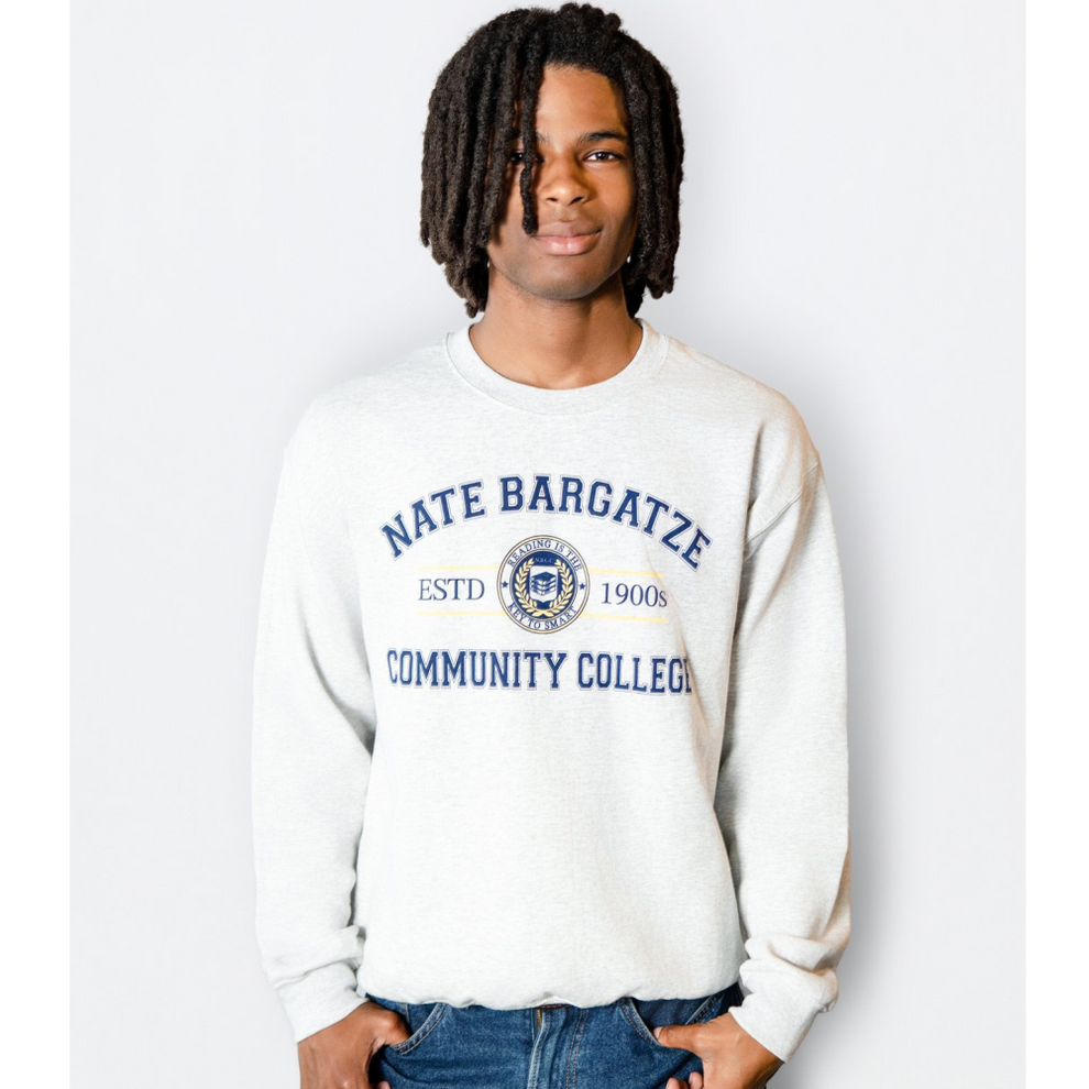 Community College Grey Sweatshirt – Nate Bargatze Store